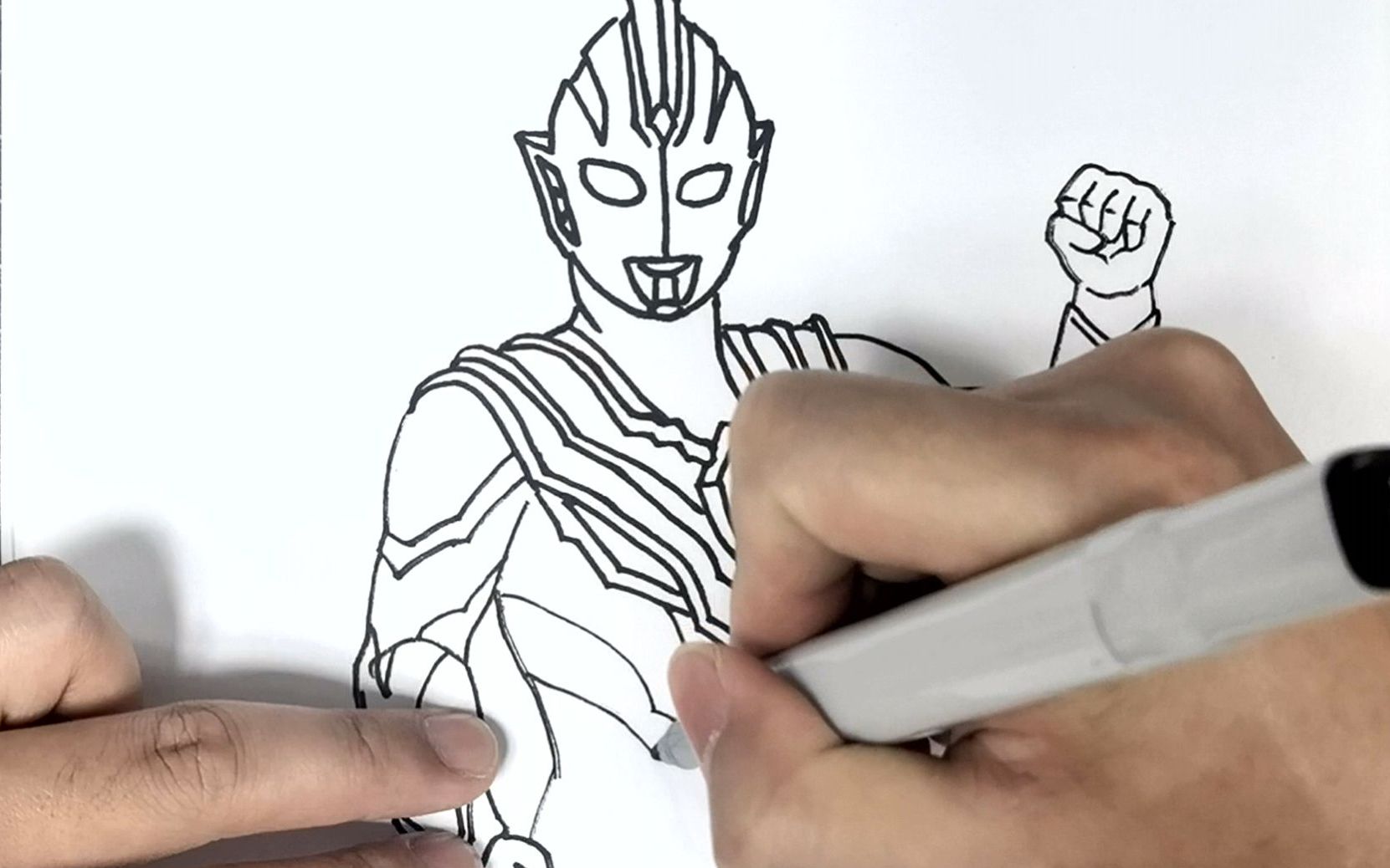 手绘特利迦奥特曼简笔画,迪迦的平行时空同位体