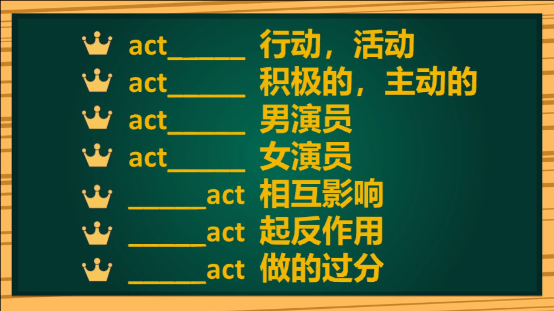 如何在一分钟掌握和“act”相关的7个英语单词?跟山姆老师来学习