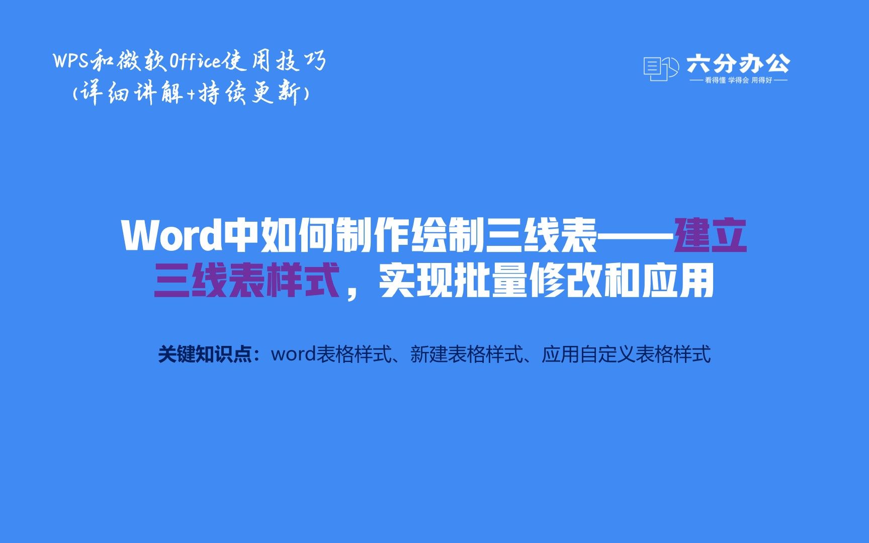 Word中如何制作绘制三线表——建立三线表样式,实现批量修改和应用