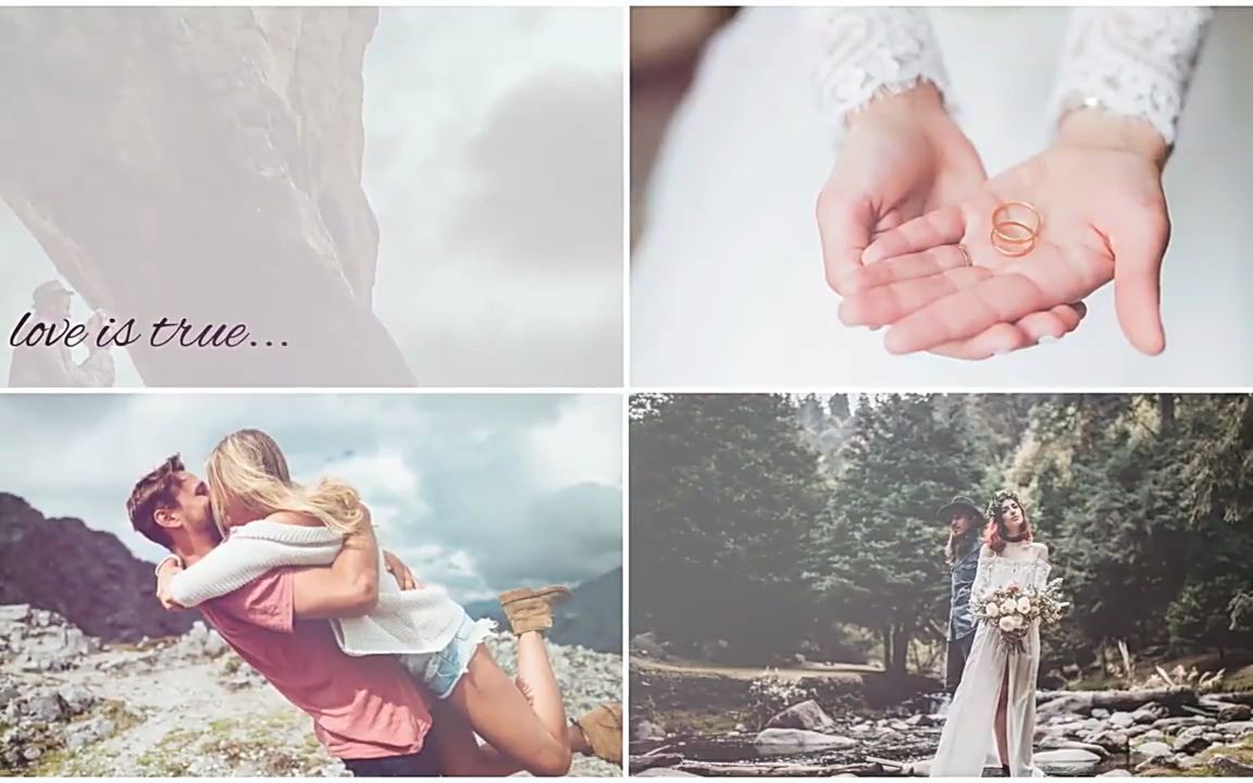 FCPX模板-浪漫婚礼爱情照片相册幻灯片组合展示片头