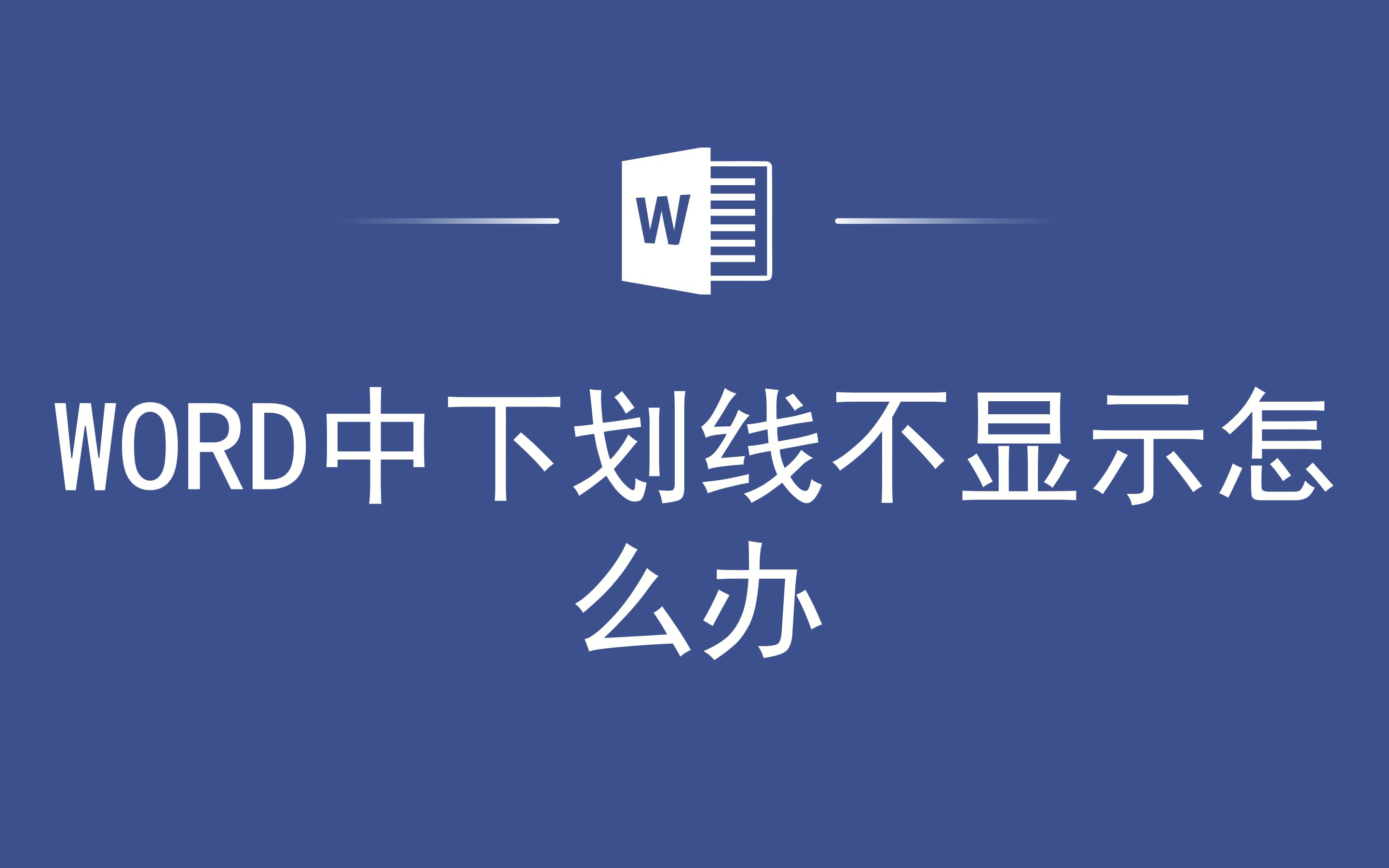 WORD中下划线不显示怎么办