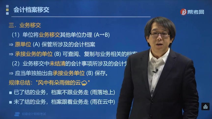 听郑晓博老师分析业务移交涉及到的会计档案由谁来负责?