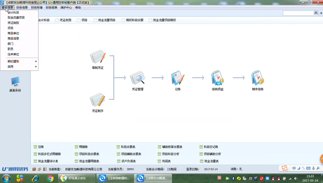 U+通用财务期初录入和现金流量表自动取数