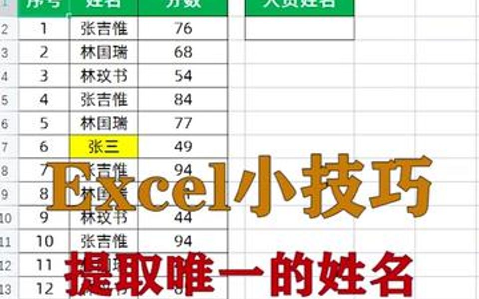 excel小技巧:提取唯一的姓名,升职加薪系列