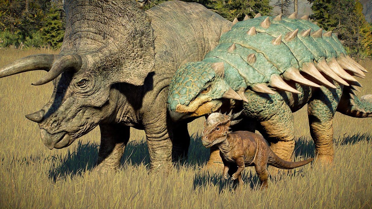 食草恐龙 vs 甲龙 vs 大中型恐龙之战 - 侏罗纪世界:进化2 DLC 模组mod