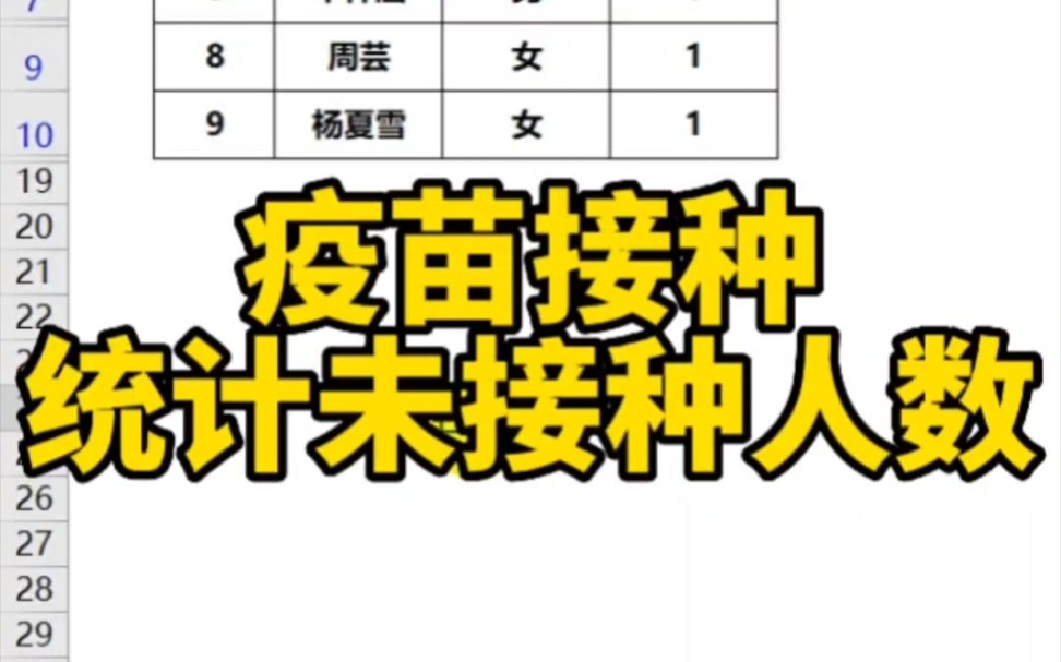 Excel统计未接种疫苗人数