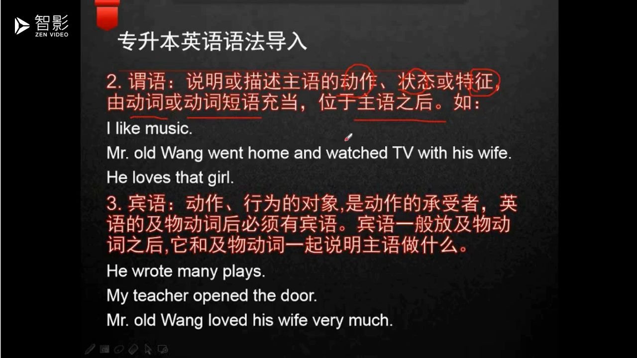 专升本英语句子成分:主谓宾定状补表同