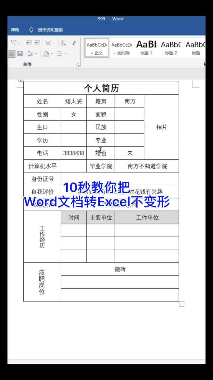 Word文档转Excel表格不变形
