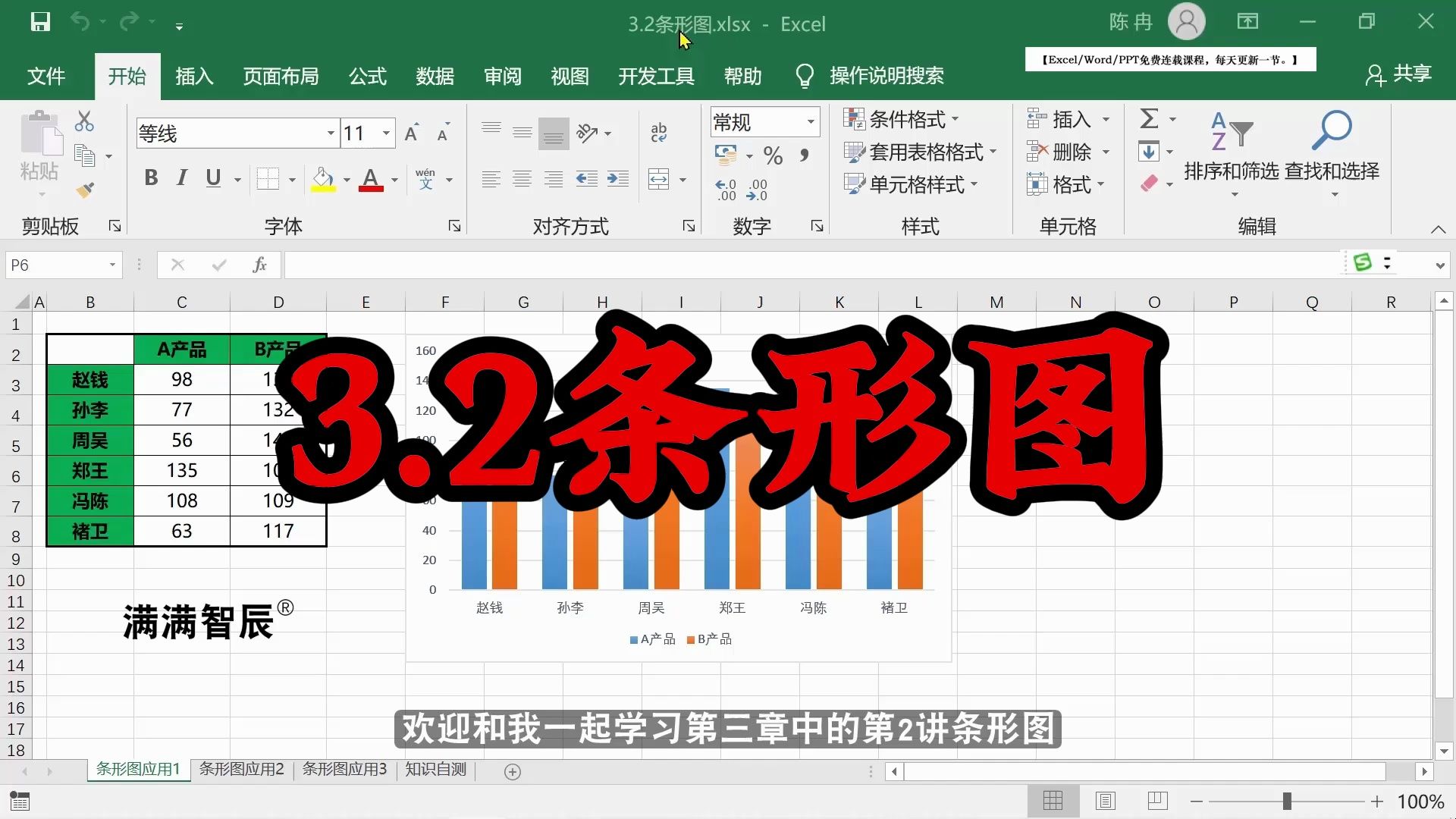 excel免费课程/excel自学视频教程/excel教程-3.2条形图