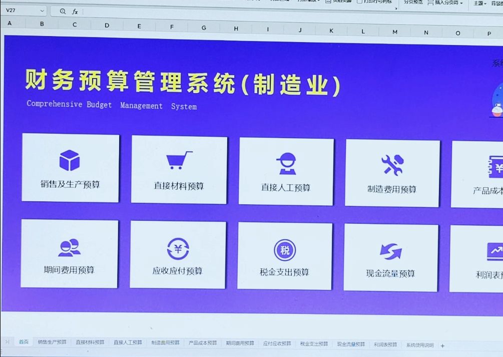 一套Excel财务预算管理系统,制造业财务预算再也不头疼了,还带了预算...