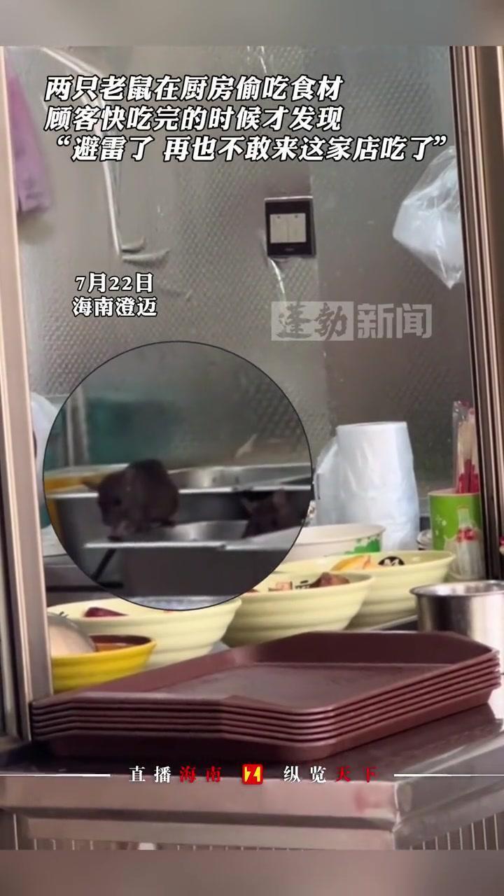 两只老鼠在厨房偷吃食材,顾客快吃完的时候才发现,"避雷了再也不敢来...