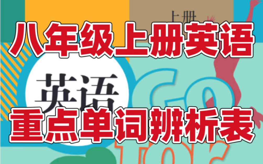初二八年级上册英语重点单词辨析表。英语老师强烈建议背诵重点,...