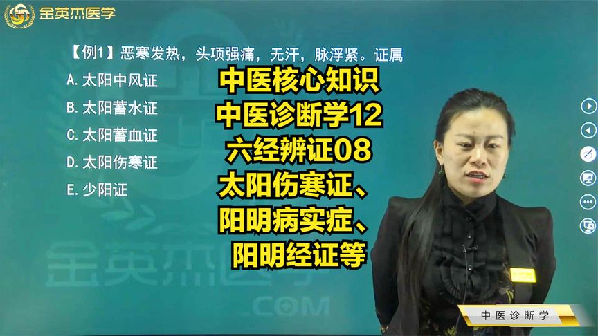 中医诊断学12六经辨证08太阳伤寒证、阳明病实症、阳明经证等表现