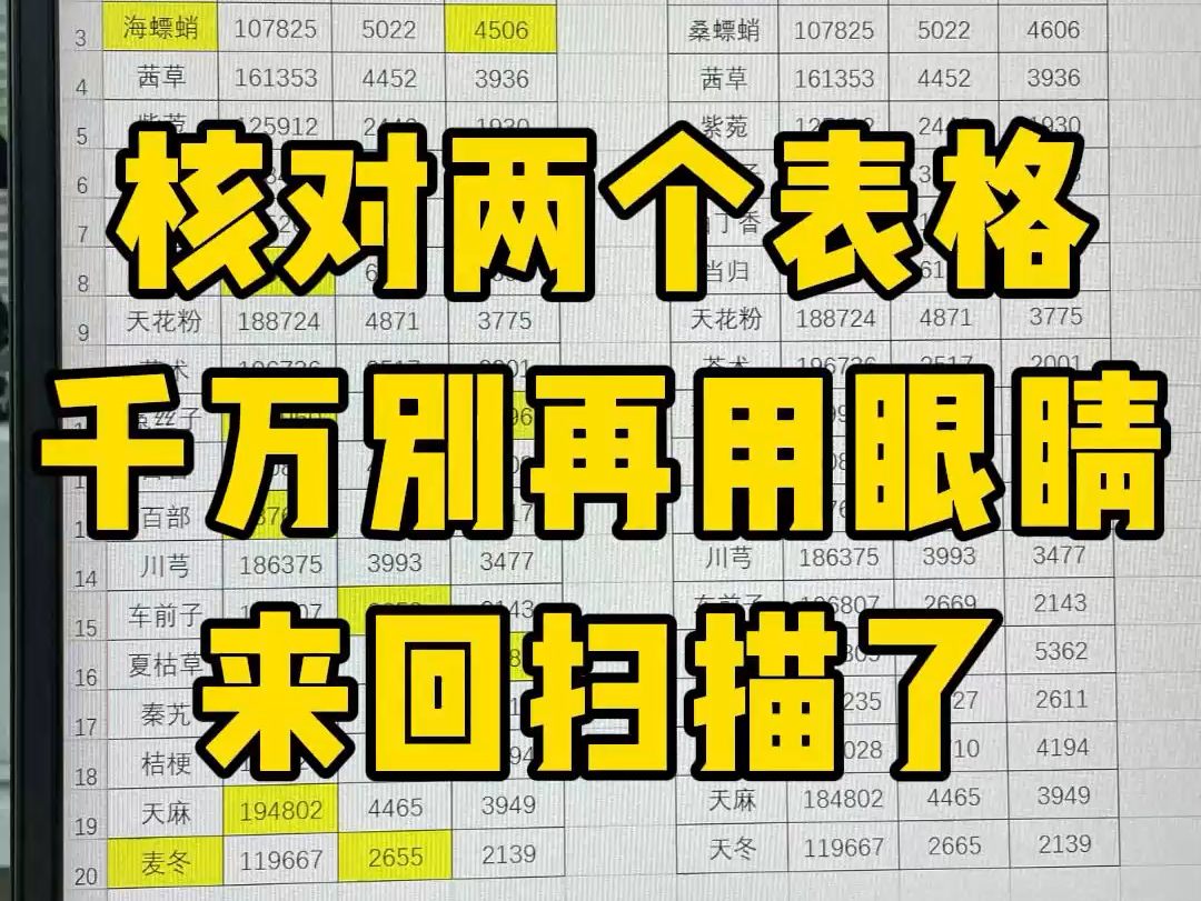 核对数据最快的方法,没有之一!