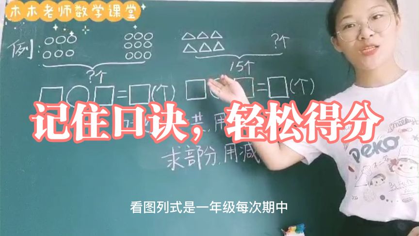 一年级数学必考题:看图列式,记住口诀,轻松得分