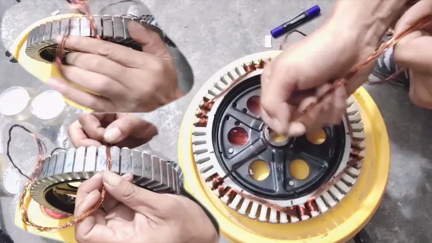 电动车电机手工绕制系列四：10寸54槽等数匝绕线演示