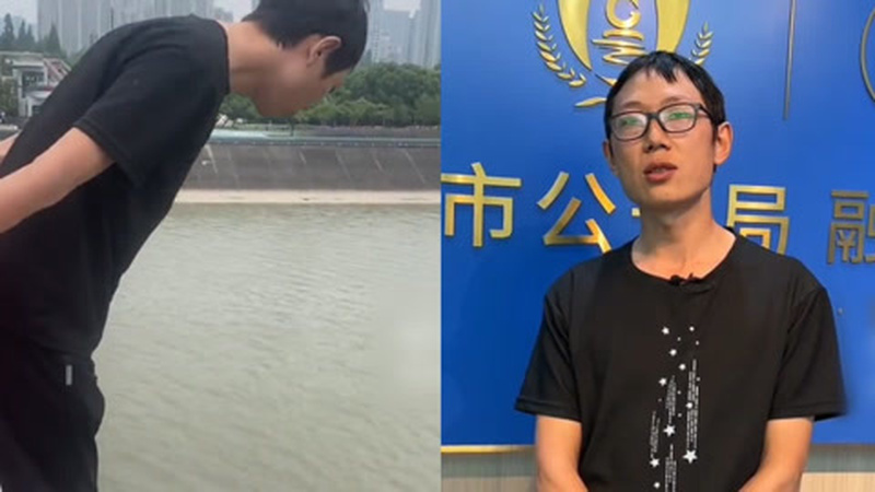 杭州一女子落水外卖小哥飞身跳桥救人,拍摄者:桥高十余米