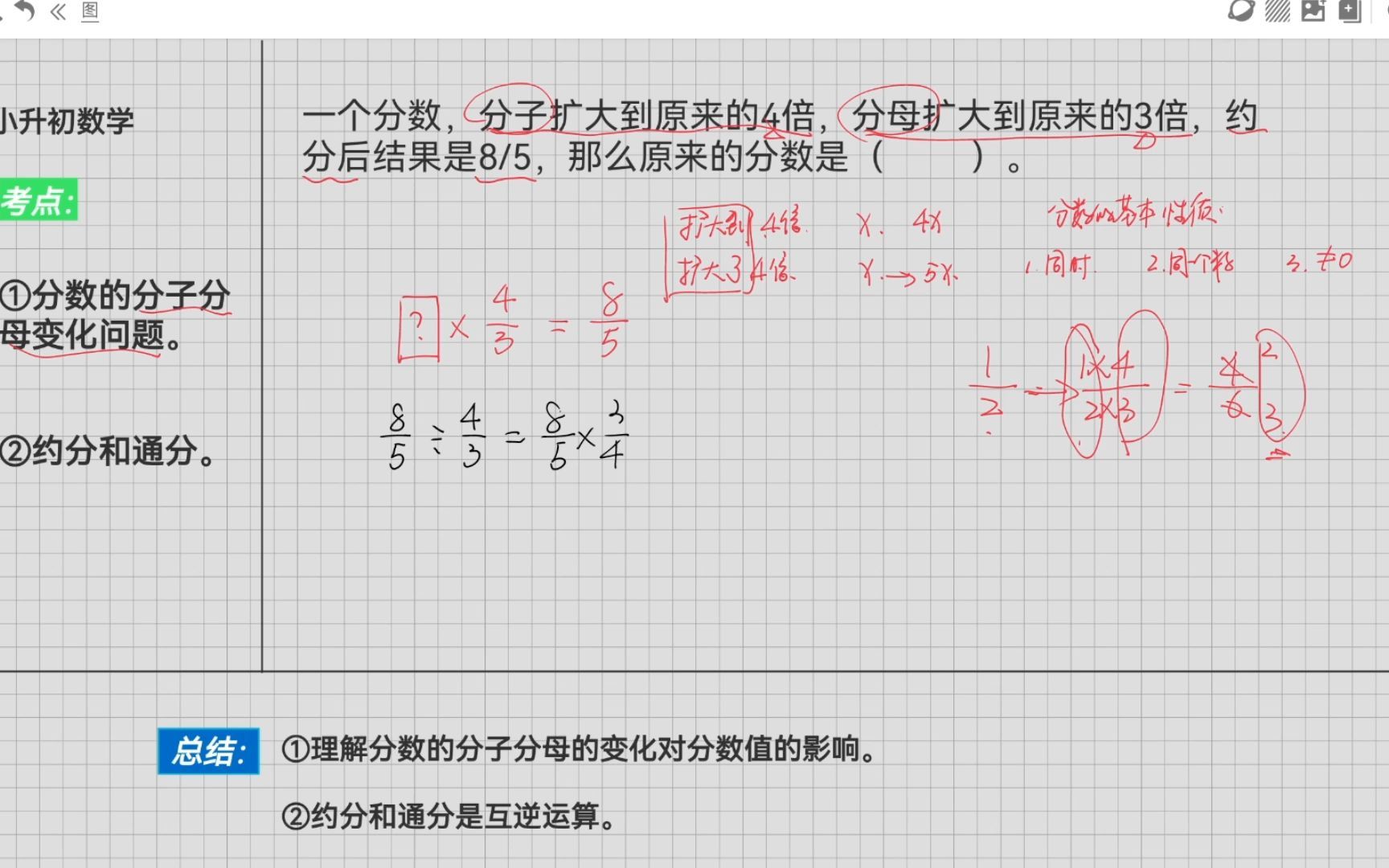 小升初数学考点解析,分数的分子分母变化问题,盈盈数学