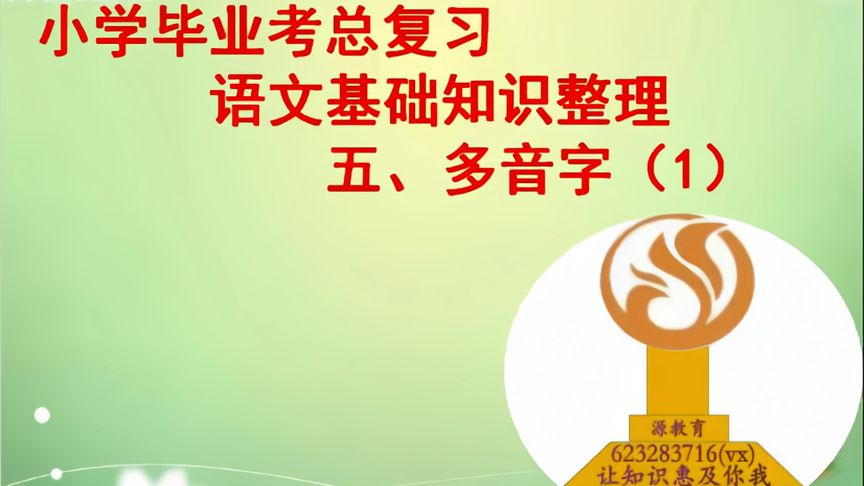 小学毕业考总复习 语文基础知识整理 之五、多音字(1)