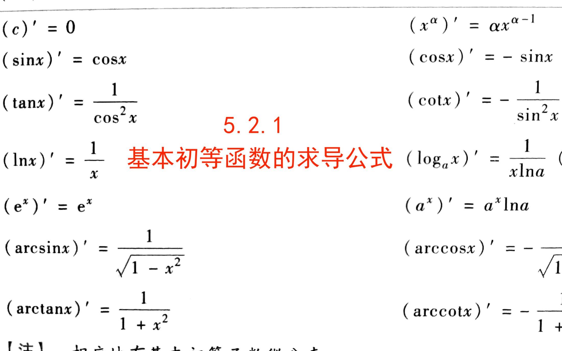 选择性必修二5.2.1 基本初等函数的导数
