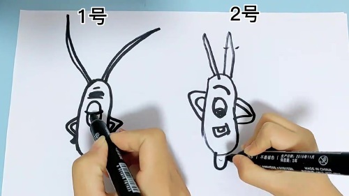 和妹妹比赛画画,痞老板简笔画,海绵宝宝动画人物,亲子画儿童画