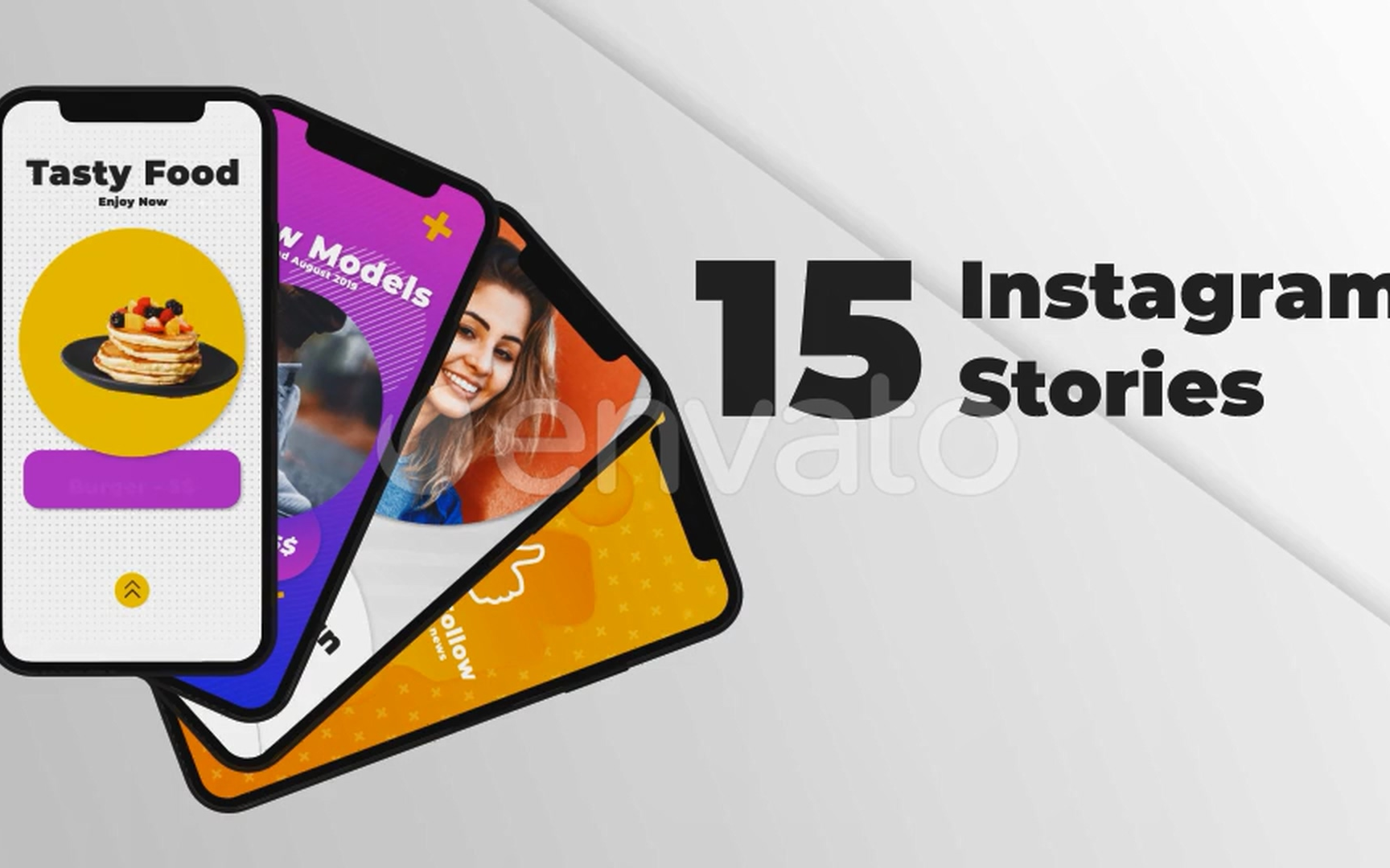 AE模板-15个竖屏广告展示人物图片展示模板