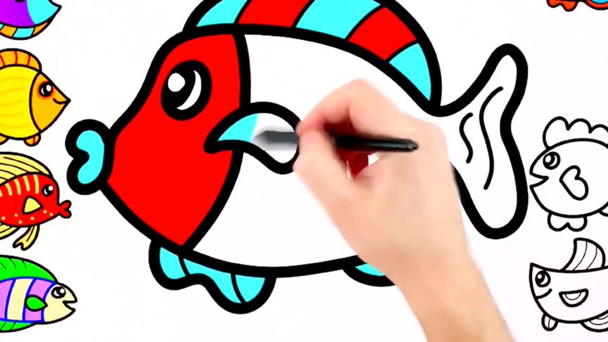 趣味简笔画,8种鱼类的简笔画并着色,学会了就赶紧动手吧!