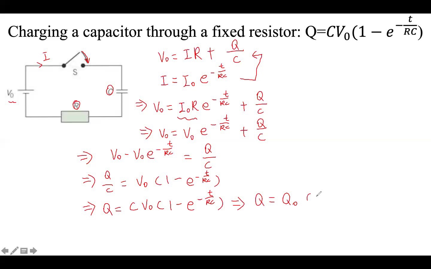 电容充电公式的推导#charging a capacitor through a fixed resistor