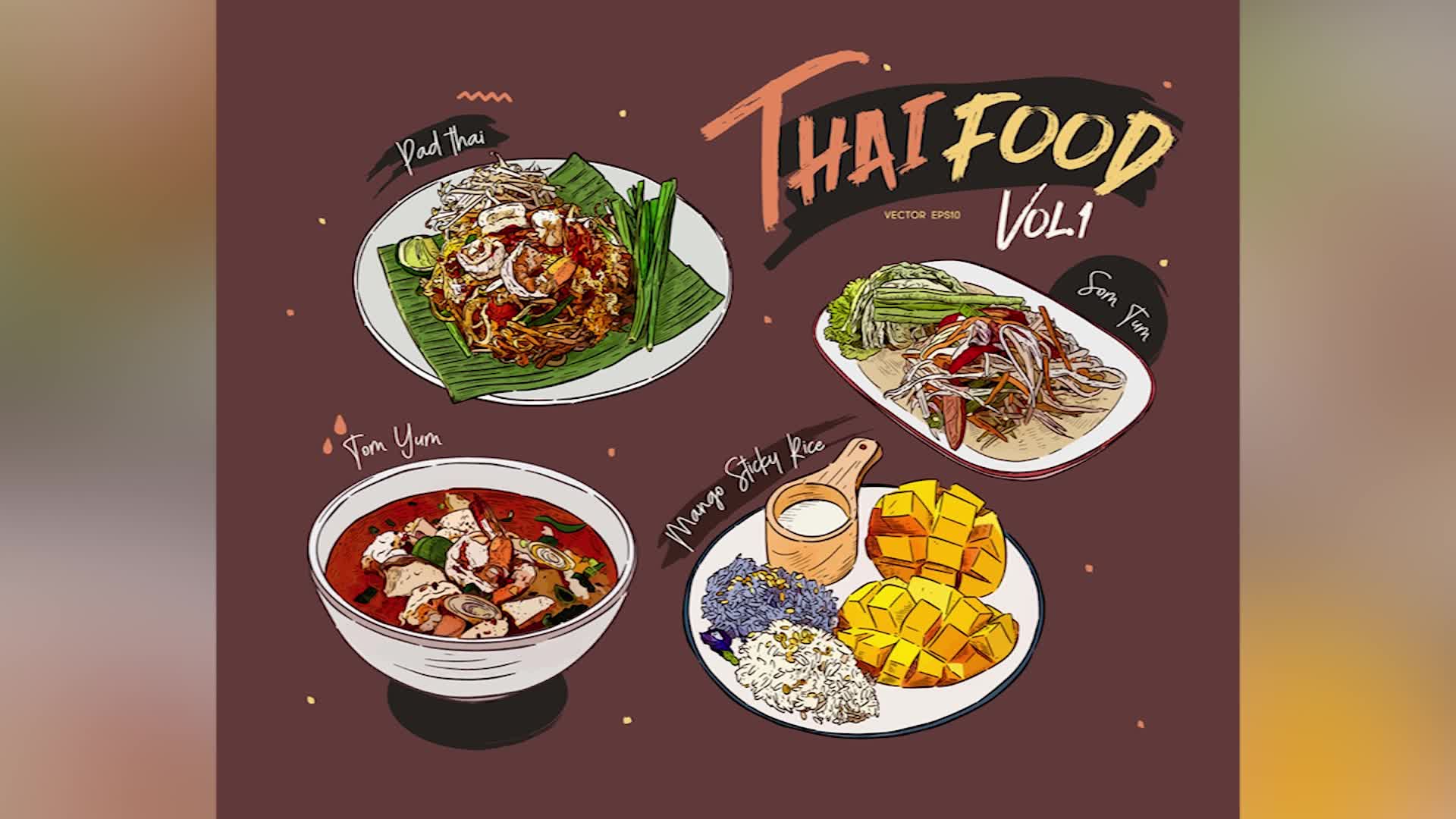 手绘图中国中华美食餐饮烧烤炒面炒饭快餐烤串炒菜川菜粤菜AI素材