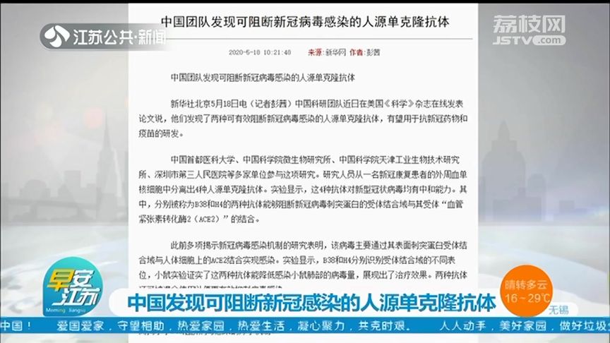 中国发现可阻断新冠病毒感染的人源单克隆抗体,有望用于临床治疗