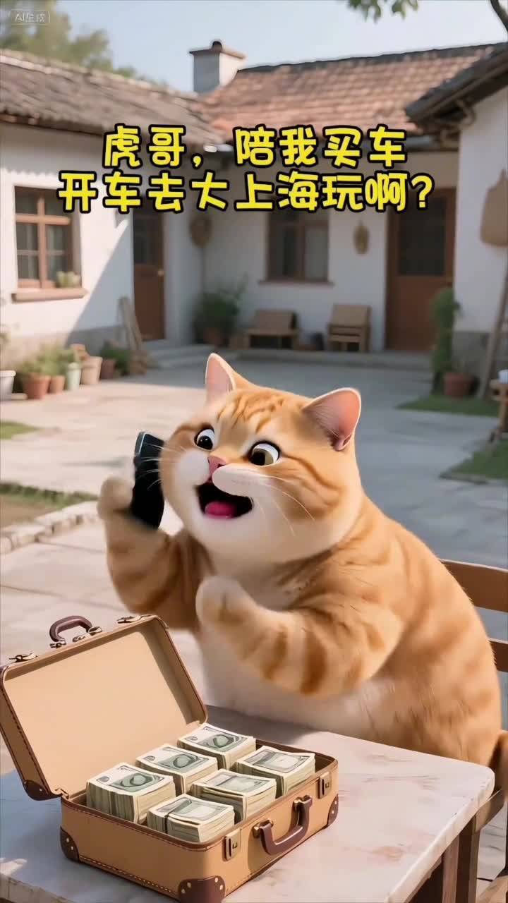 橘猫创业赚大钱 带着虎哥喝蜜雪游上海,结果……