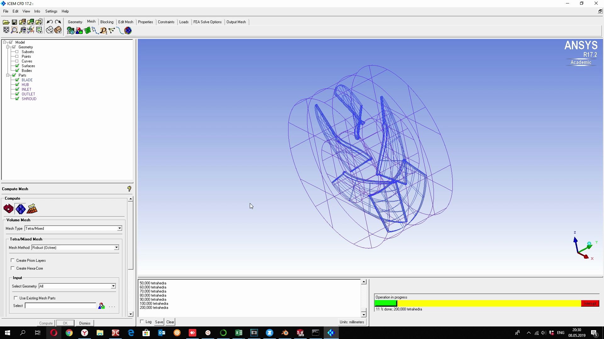 离心泵叶轮非结构网格画法ICEM