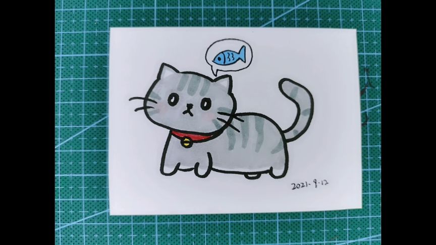 简笔画小猫咪,简单小猫咪