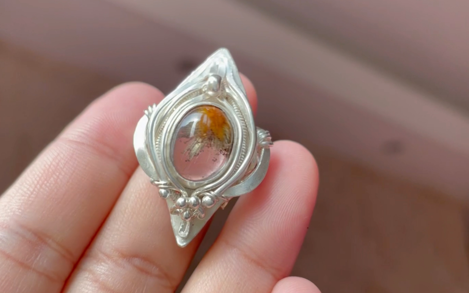 【绕线】用银线做一个水晶戒指