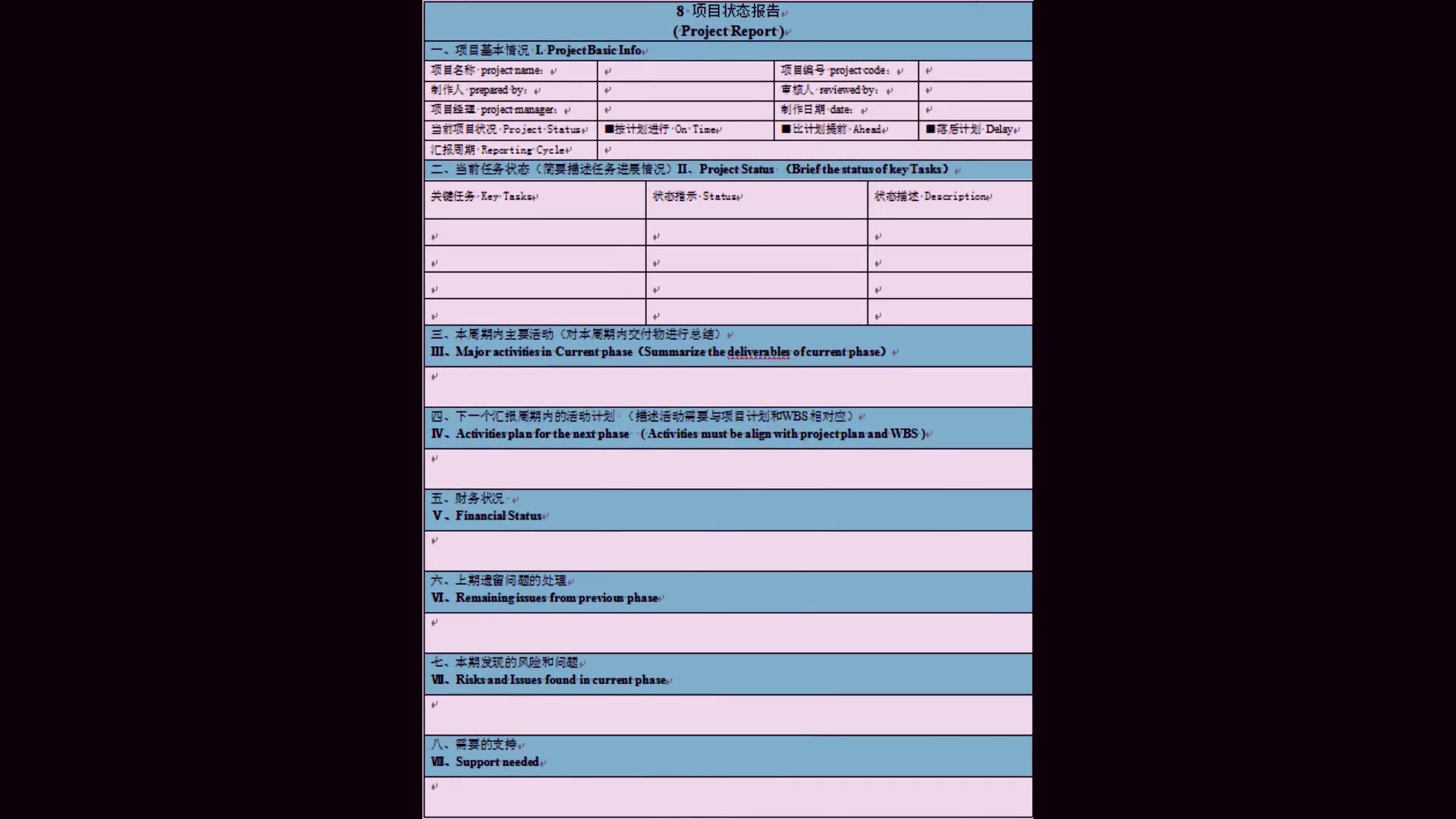 项目管理10大表格模板免费分享!