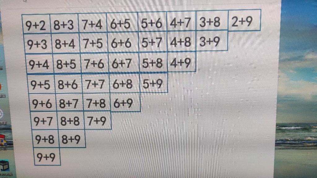 小学一年级加法口诀表