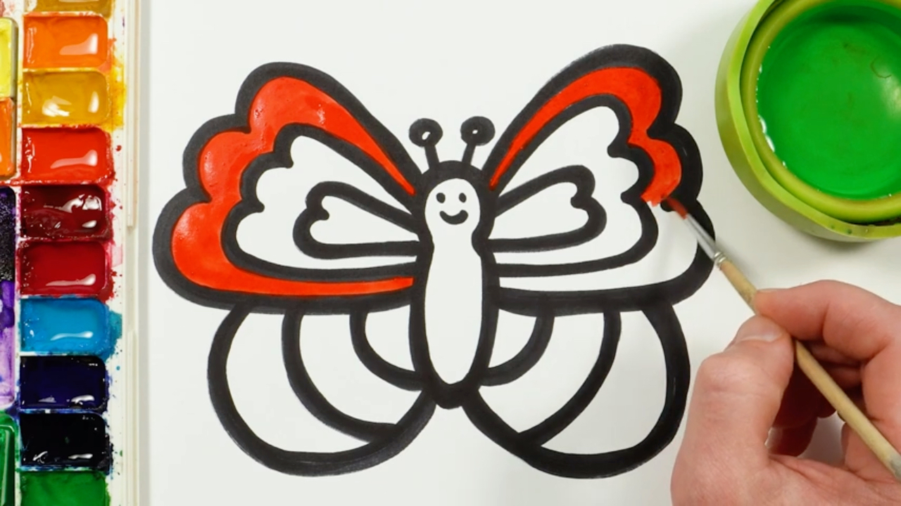 趣味简笔画,绘制儿童画蝴蝶并着色,你喜欢画画?