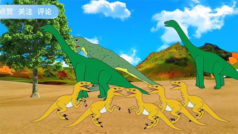 恐龙动画系列:霸王龙可真是太可恶了,把五只恐龙的宝宝的食物抢走了