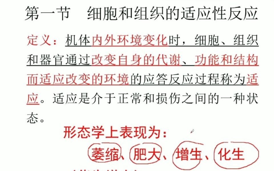 细胞和组织的适应性反应