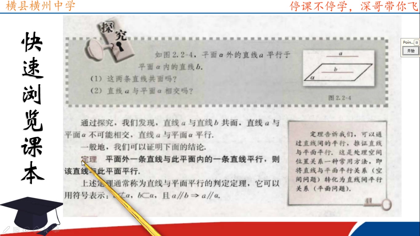 黄建深空中课堂《直线与平面平行的判定》