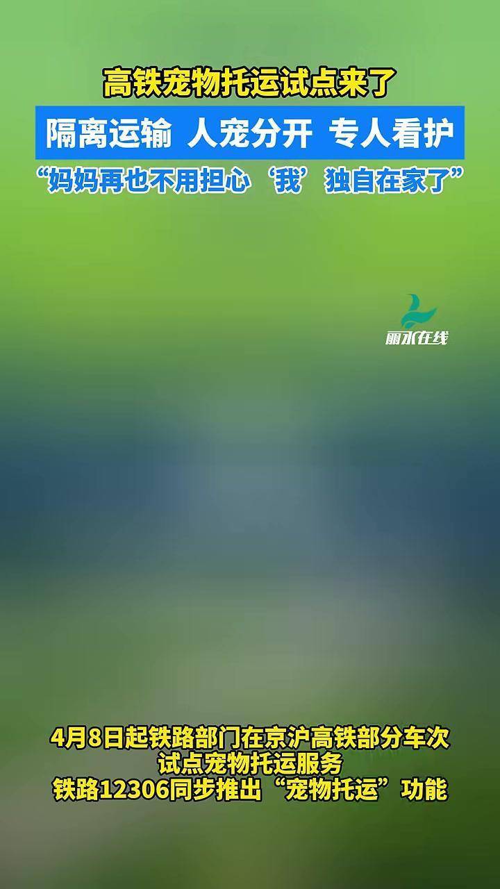 高铁宠物托运试点来了,隔离运输人宠分开专人看护,“妈妈再也不用...
