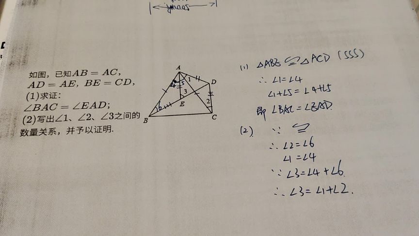 #八年级数学#几何 #全等三角形 #初中数学 #每天学习一点点