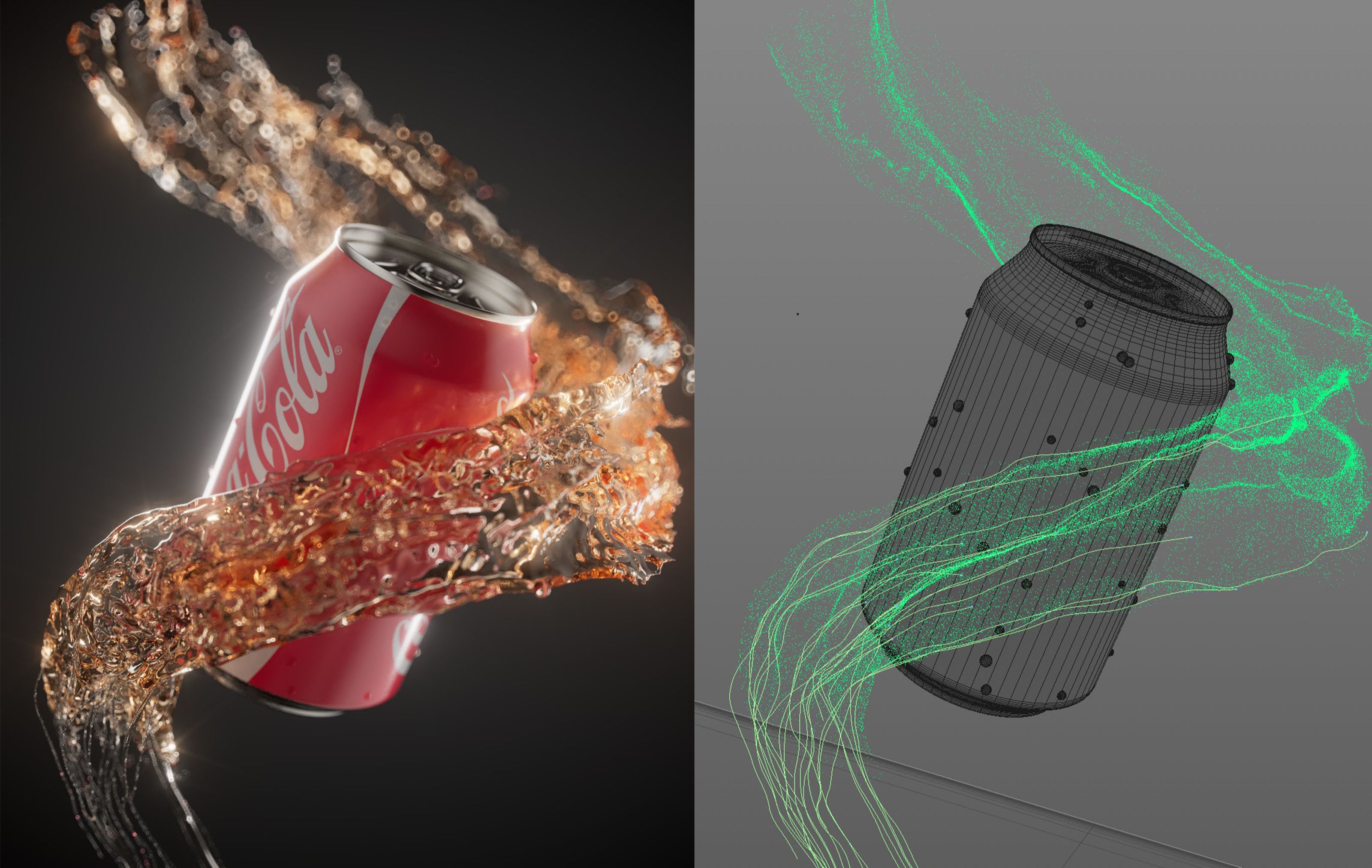 【C4D教程】C4D制作可乐水流环绕动画教程