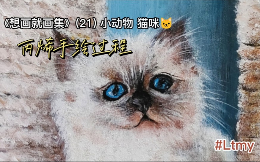 【丙烯画】《想画就画集》(21) 小动物可爱的猫咪,绘画视频,画画过程。