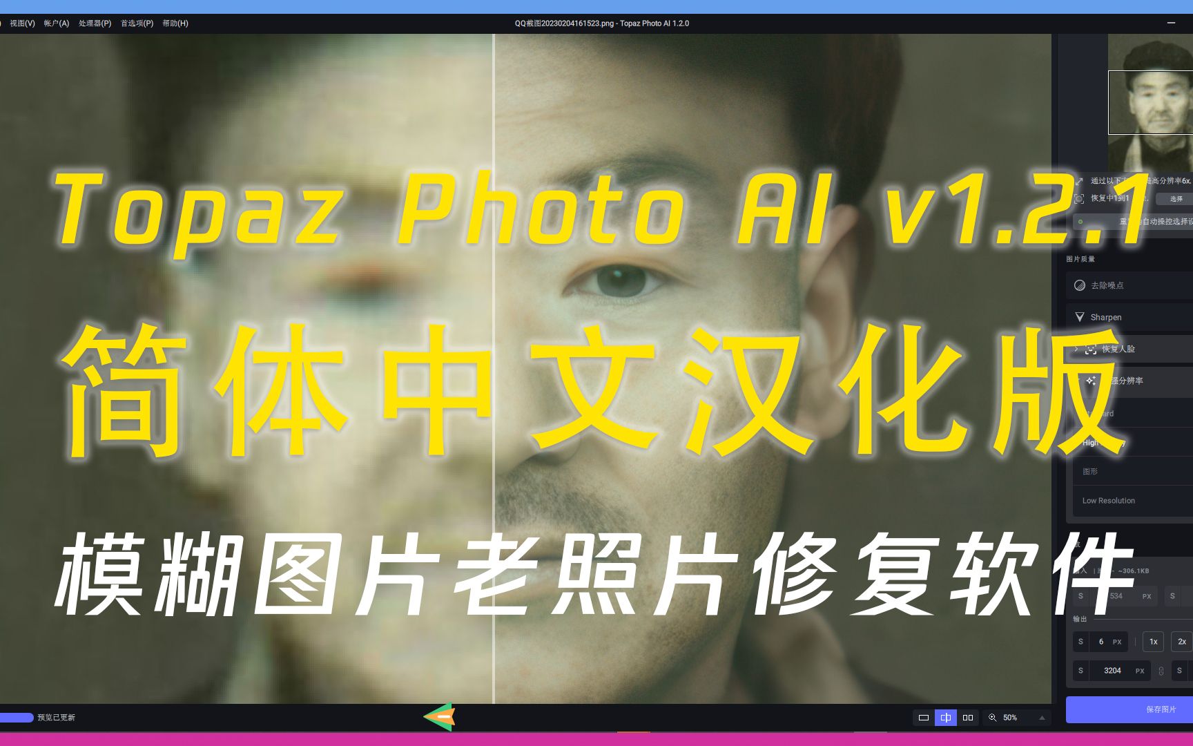 Topaz Photo AI v1.2.1简体中文汉化版(集成10G全部离线模型)软件安装...