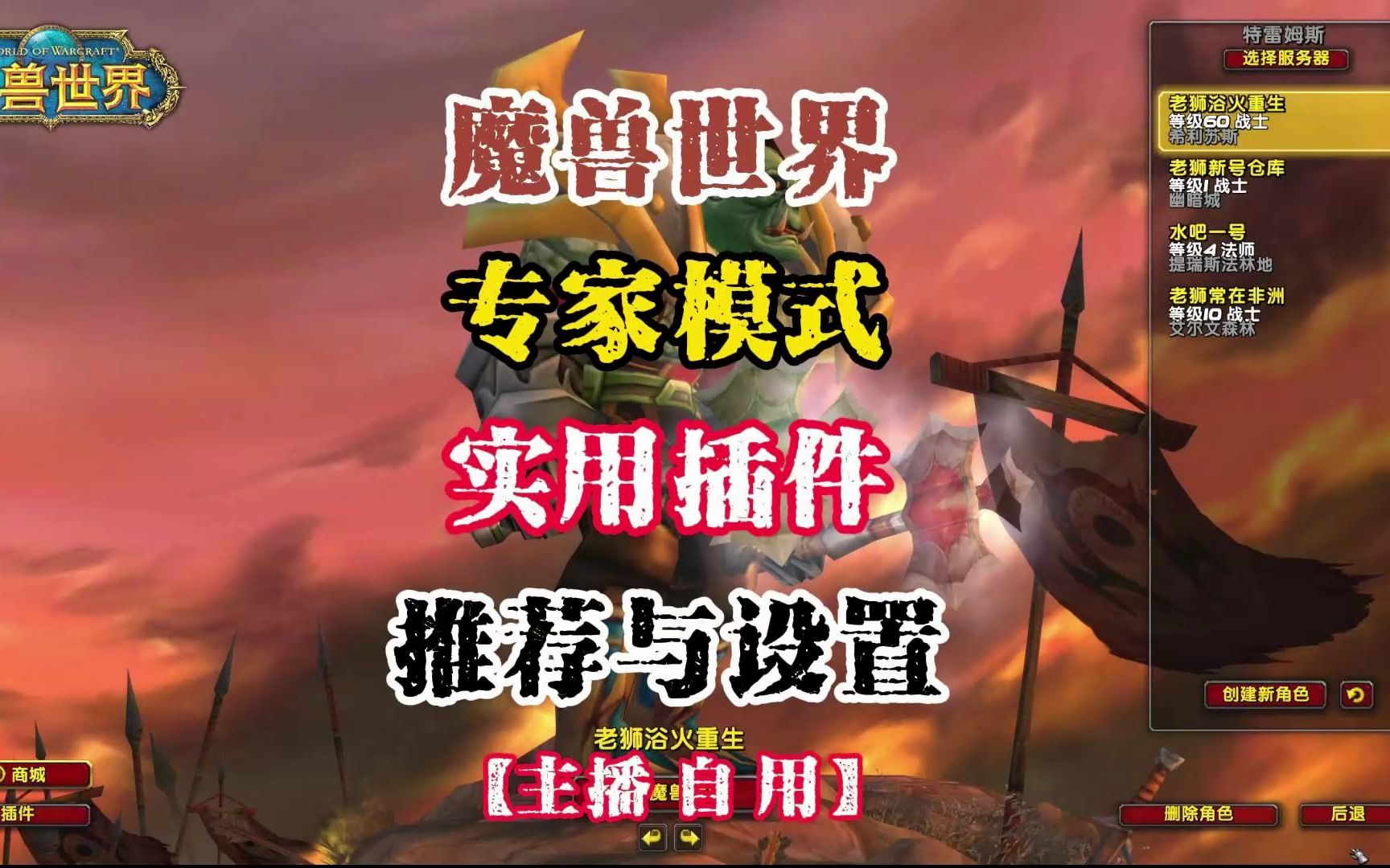 魔兽世界 专家模式 怀旧服 实用插件 推荐 详细设置 主播自用_网络游戏...