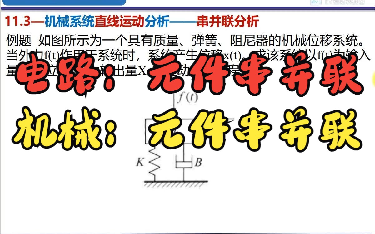 【零基础学自控】机械系统建模4:机械系统中,元件的串并联分析