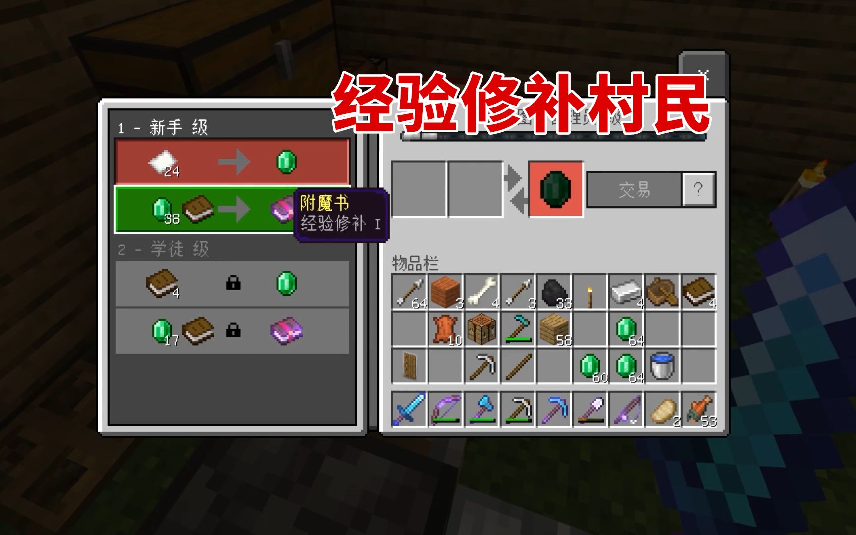 我的世界单人生存17:刷到卖经验修补的村民了,得多屯几本
