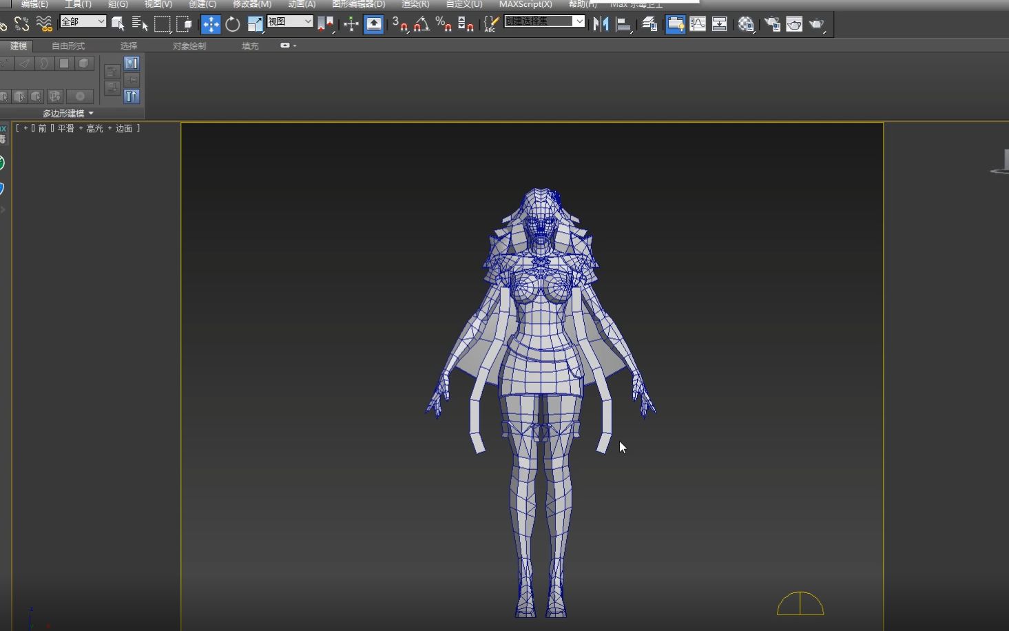 【3DMAX角色建模】好看的金发小姐姐白膜制作,传统手绘角色建模...