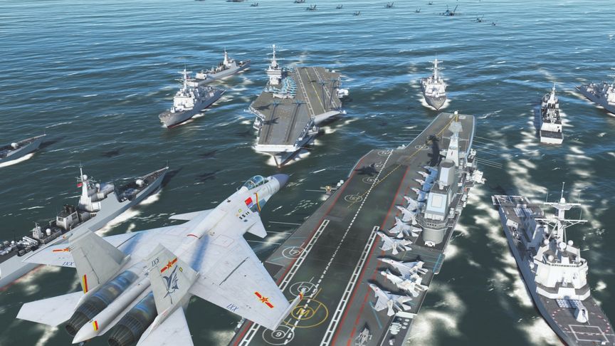战争游戏模拟,辽宁号航母战斗群,对战尼米兹级航母编队会怎样